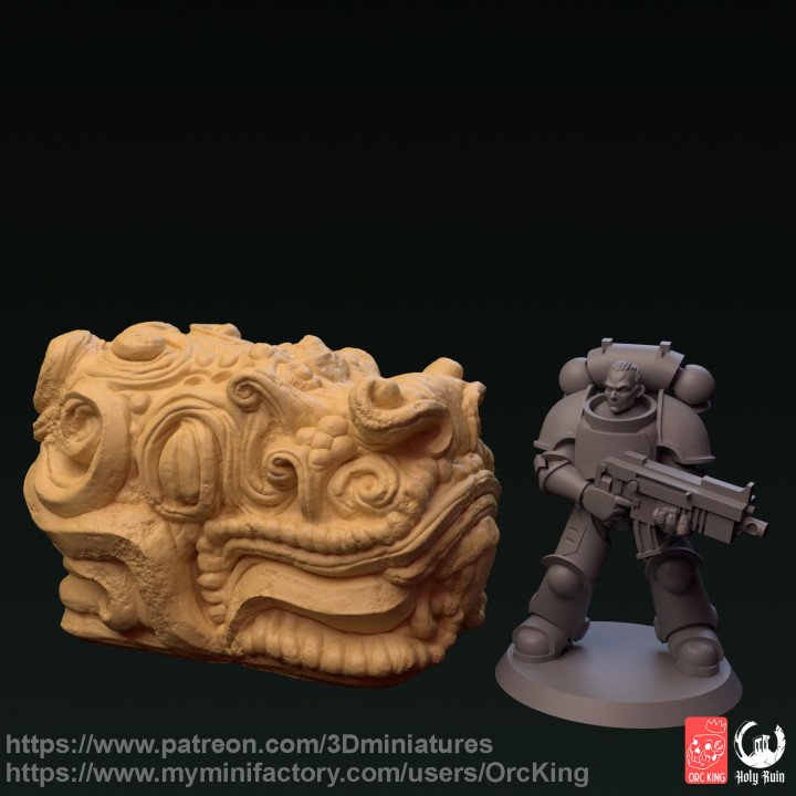 3D Printable Aztec Serpent Head Statue (Supportless) by Orc King Studio