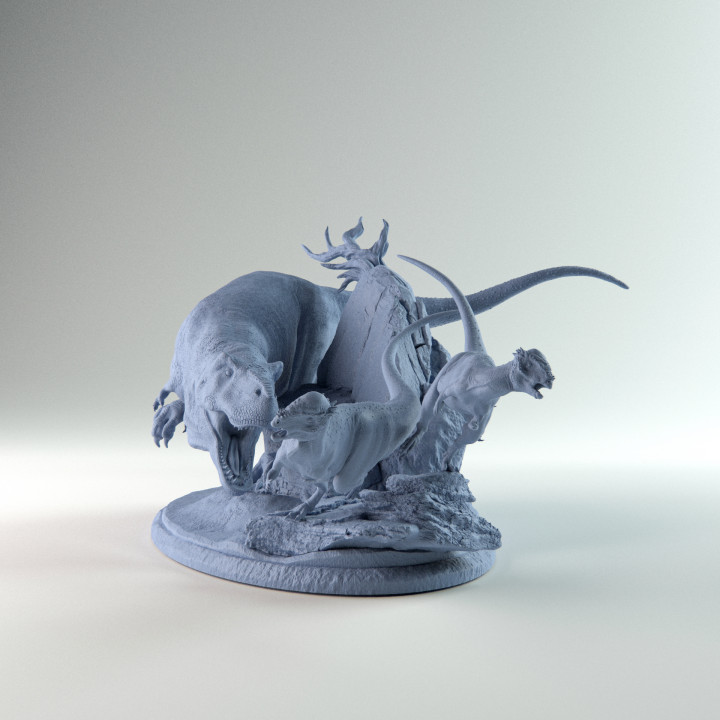 3D Printable Tyrannosaurus chase 1-35 and 1-72 scale pre-supported ...