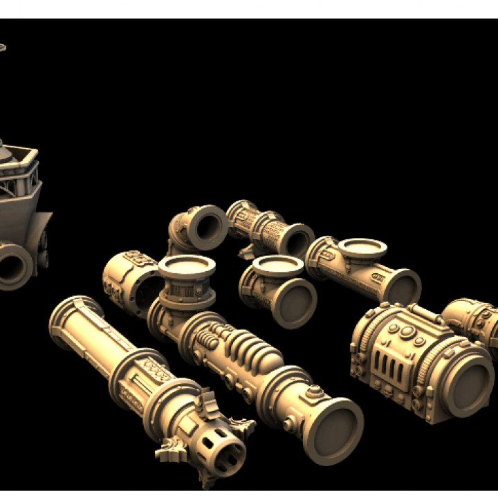 3D Printable Space Gothic modular pipes kickstarter content by Warg'Name