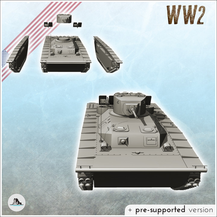 3D Printable LVTA-1 Amtrack american amphibious landing craft (13 ...