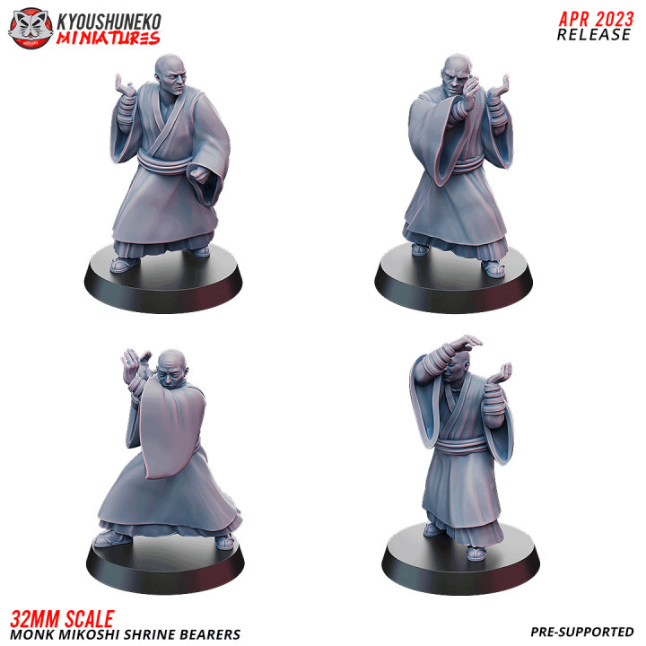 3D Printable Monk Mikoshi Shrine Bearers by Kyoushuneko Miniatures