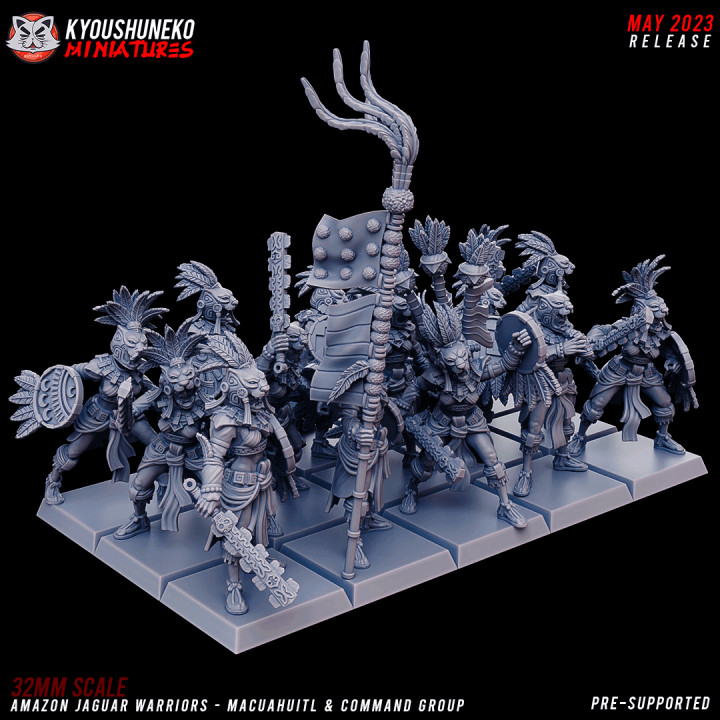 3D Printable Command Group - Amazon Jaguar Warriors by Kyoushuneko Miniatures