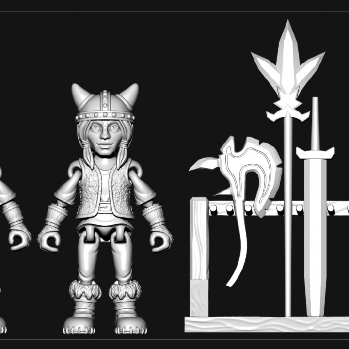 3D Printable Viking - With Weapons and Rack by MysticSaige