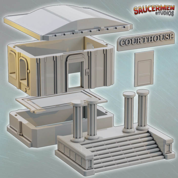 3D Printable Modern Buildings – Courthouse by Saucermen Studios