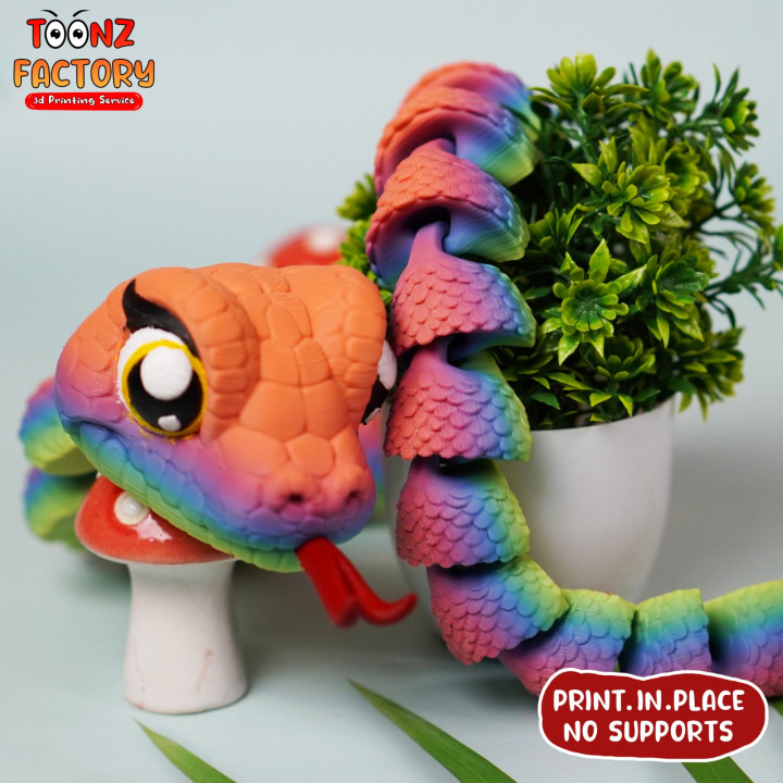 3D Printable CUTE FLEXI SNAKE ARTICULATED by Toonz Factory 3D Printable CUTE FLEXI SNAKE ARTICULATED by Toonz Factory