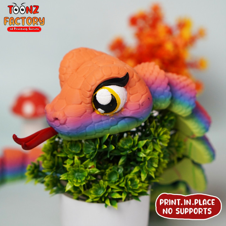 3D Printable CUTE FLEXI SNAKE ARTICULATED by Toonz Factory