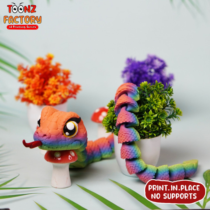 3D Printable CUTE FLEXI SNAKE ARTICULATED by Toonz Factory