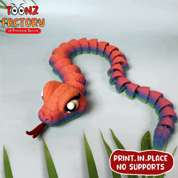 3D Printable CUTE FLEXI SNAKE ARTICULATED by Toonz Factory