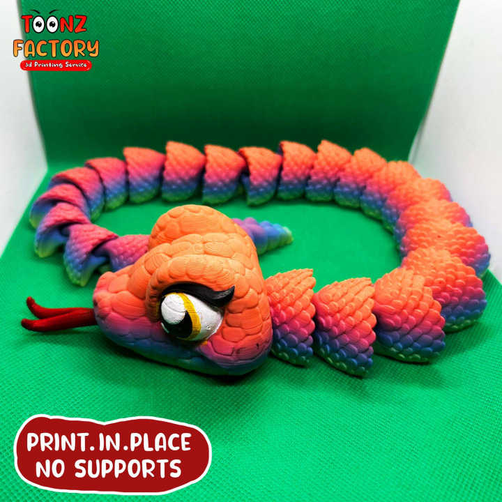 3D Printable CUTE FLEXI SNAKE ARTICULATED by Toonz Factory