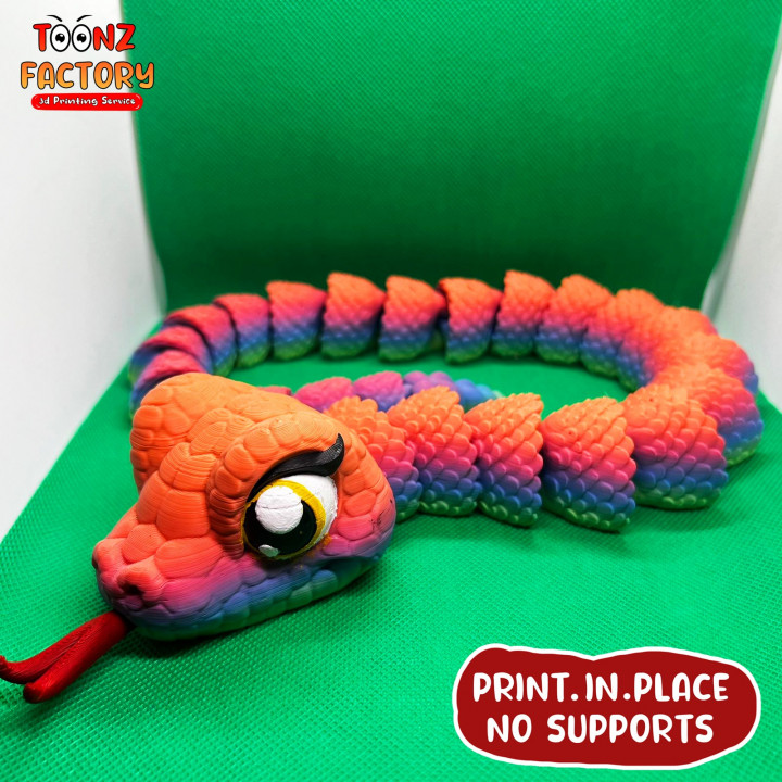 3D Printable CUTE FLEXI SNAKE ARTICULATED by Toonz Factory