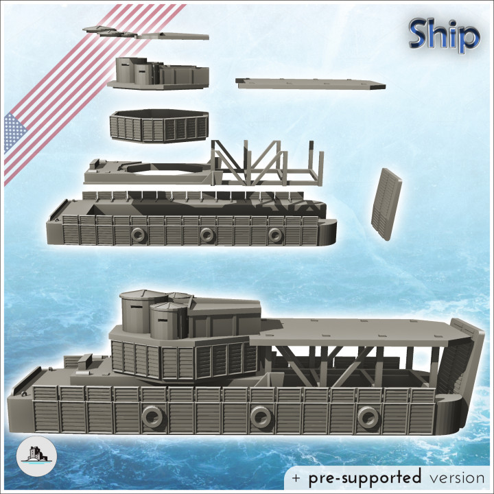 3D Printable LMC-6 Armored Troop Carrier ATC LCM Tangos river boat ...