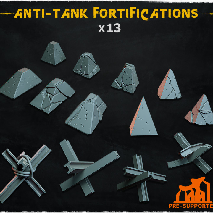 3D Printable Anti-tank fortifications -Basing Bits 1.0 by Zabavka Workshop