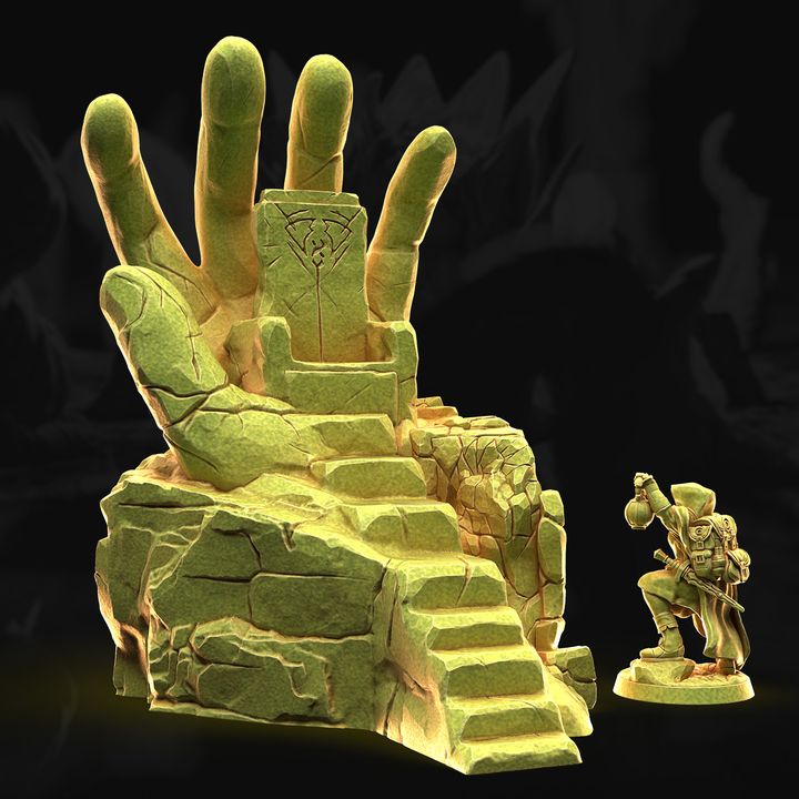 3D Printable Stone Hand Throne by 3DHexes