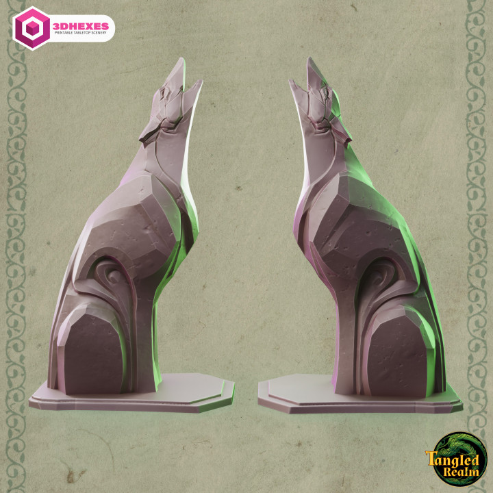 3D Printable Wolf Statues by 3DHexes
