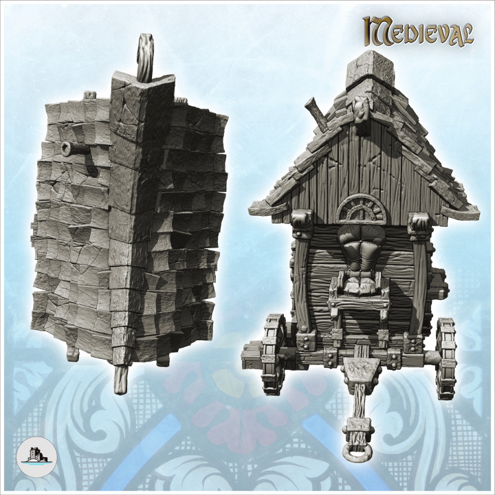 3D Printable Wooden merchant's caravan with tile roof and upholstered ...