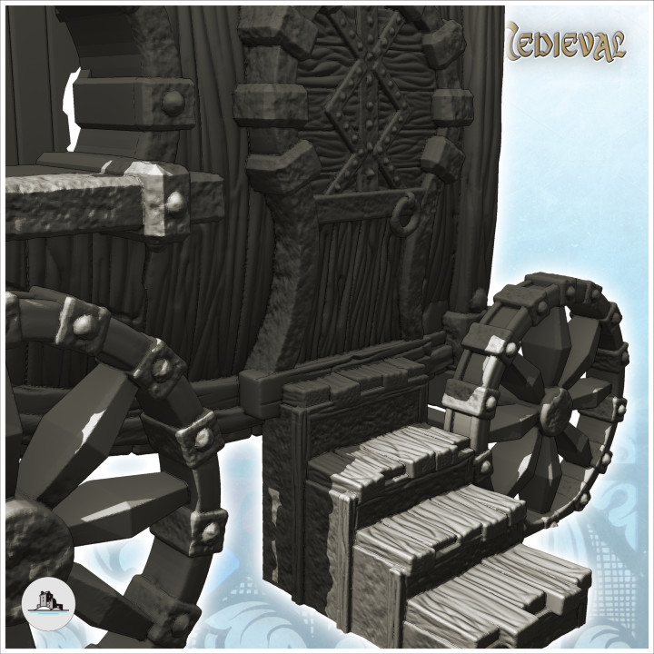 3D Printable Wooden merchant's caravan with tile roof and upholstered ...