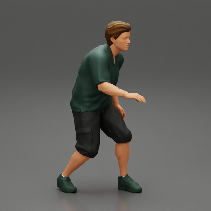 3D Printable Man bent over while walking by 3DGeschaft Miniatures Figures