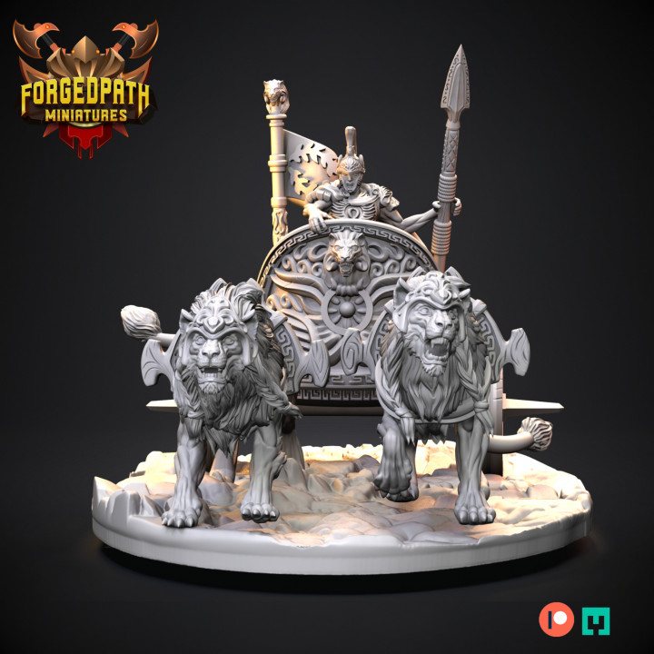 3D Printable Lion Chariot - Olypus Champions - Greek by Forged Path ...