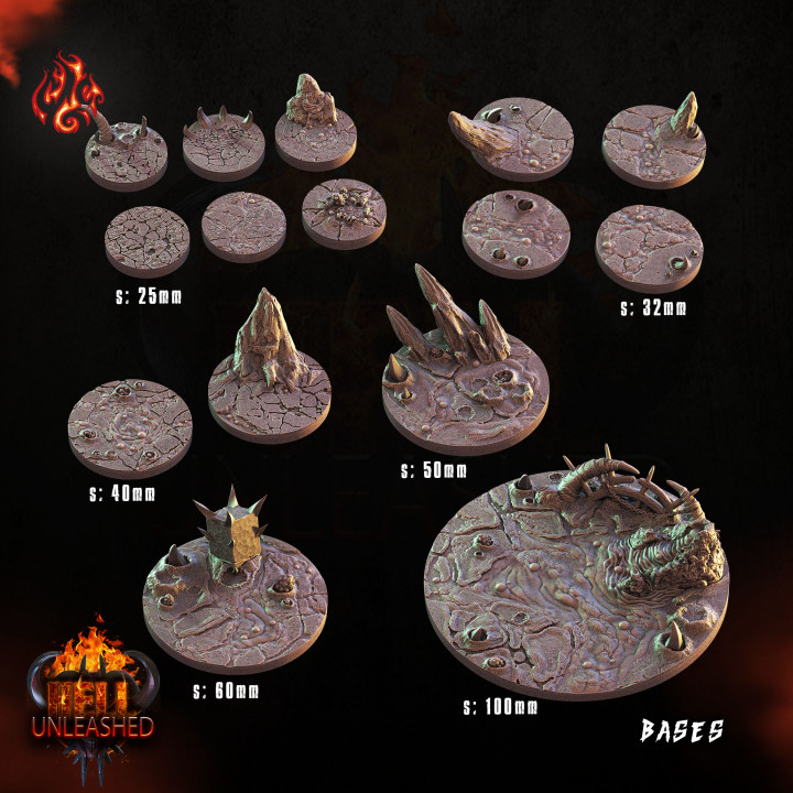 3D Printable May '23 themed bases: Hell Landscape by Crippled God Foundry
