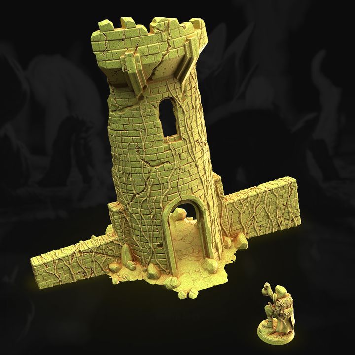 3D Printable Ruined Swamp Tower by 3DHexes