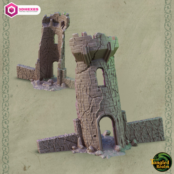 3D Printable Ruined Swamp Tower by 3DHexes