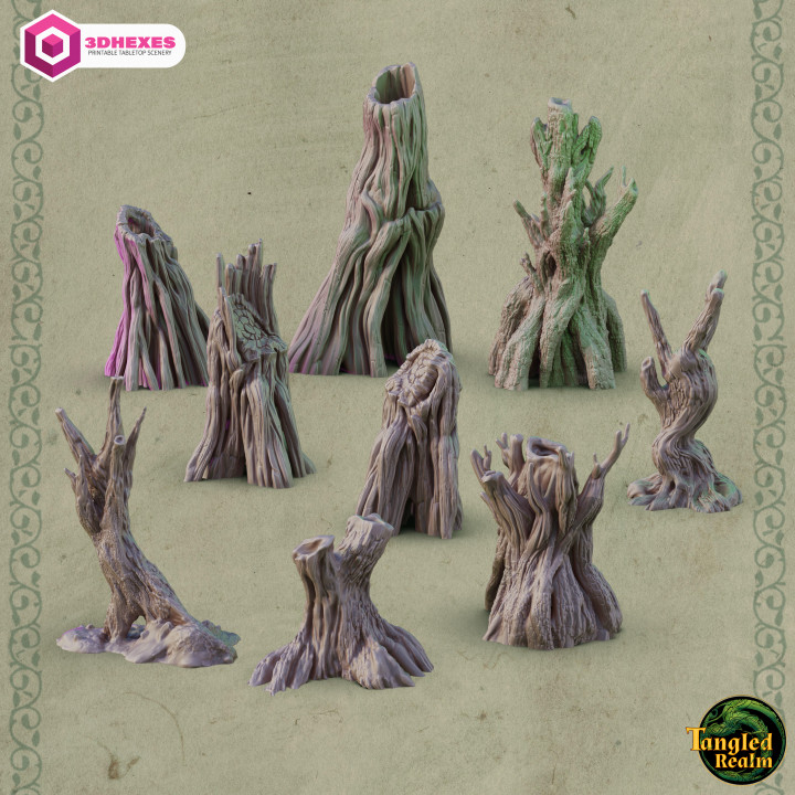 3D Printable Swamp Trees Set by 3DHexes
