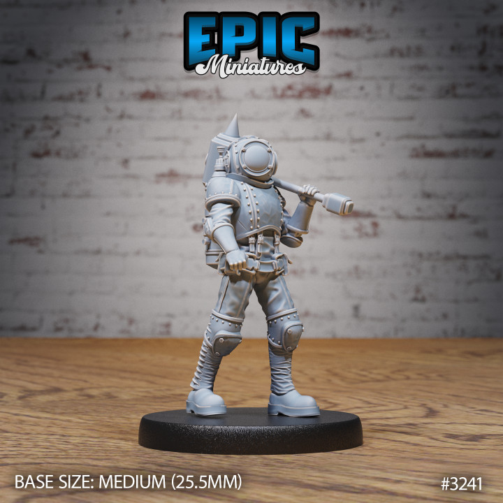 3d Printable Pressure Diver Underwater War Construct Water Worker