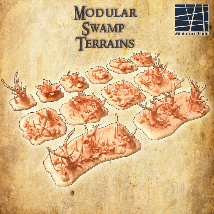 3D Printable Swamp Terrain - Tabletop Terrain - 28 MM by MiniatureLand