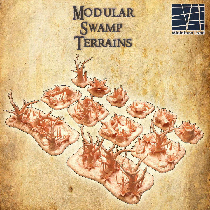 3D Printable Swamp Terrain - Tabletop Terrain - 28 MM by MiniatureLand