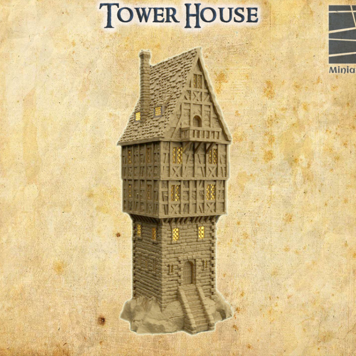 3D Printable Tower House - Tabletop Terrain - 28 MM by MiniatureLand