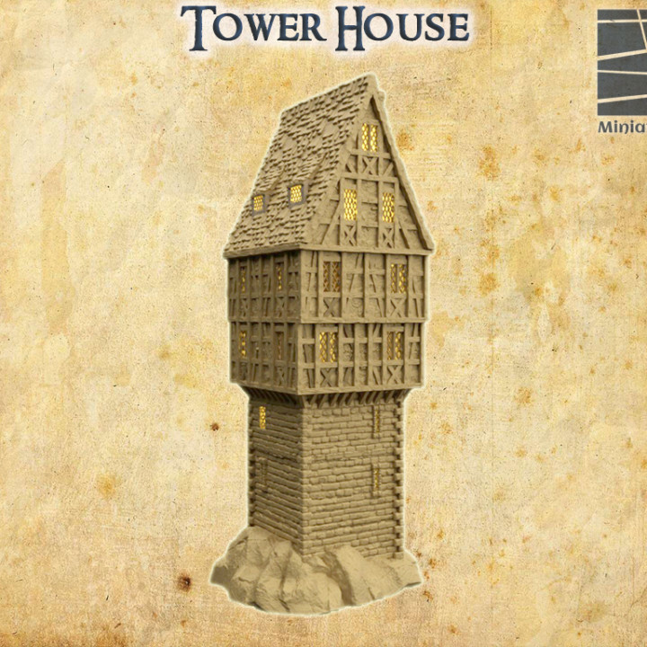3D Printable Tower House - Tabletop Terrain - 28 MM by MiniatureLand