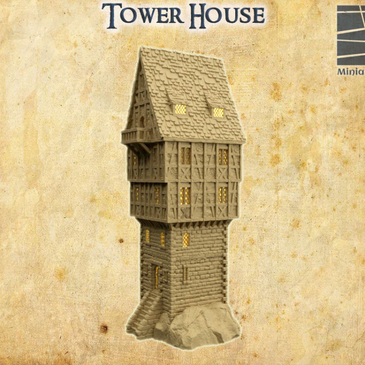 3D Printable Tower House - Tabletop Terrain - 28 MM by MiniatureLand