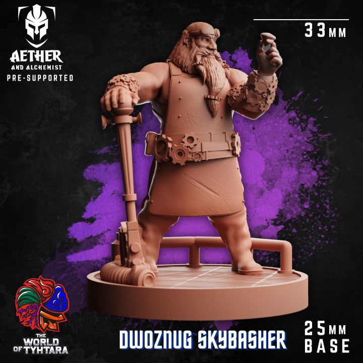 3D Printable Dwoznug Skybasher - Dwarf Artificer by Aether and Alchemist