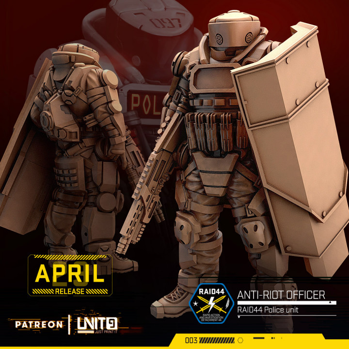 3D Printable Cyberpunk - Anti-Riot Police Officer01 - RAID44 police ...