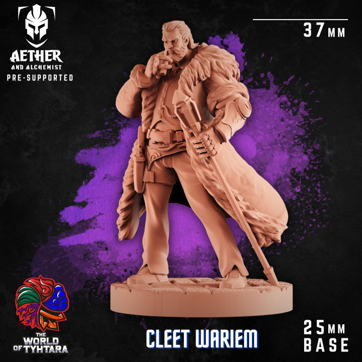 3D Printable Cleet Wariem - Human Barbarian by Aether and Alchemist