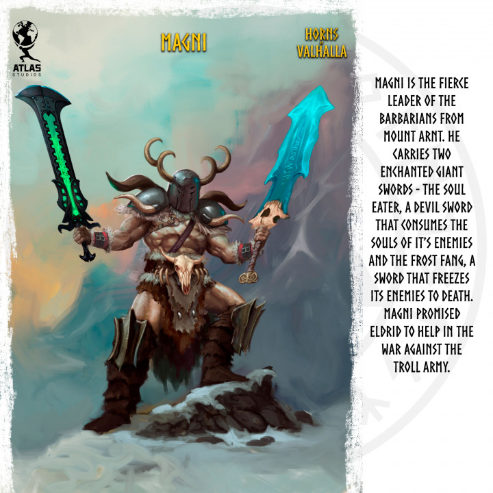 3D Printable Barbarian Beast Two Swords by Atlas Studios