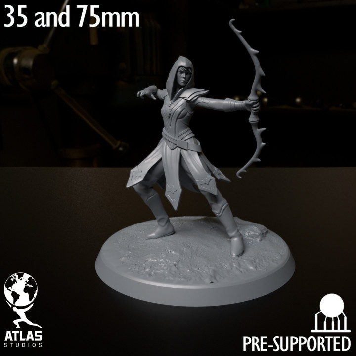 3D Printable Female Elf Archer Ranger Valhalla by Atlas Studios