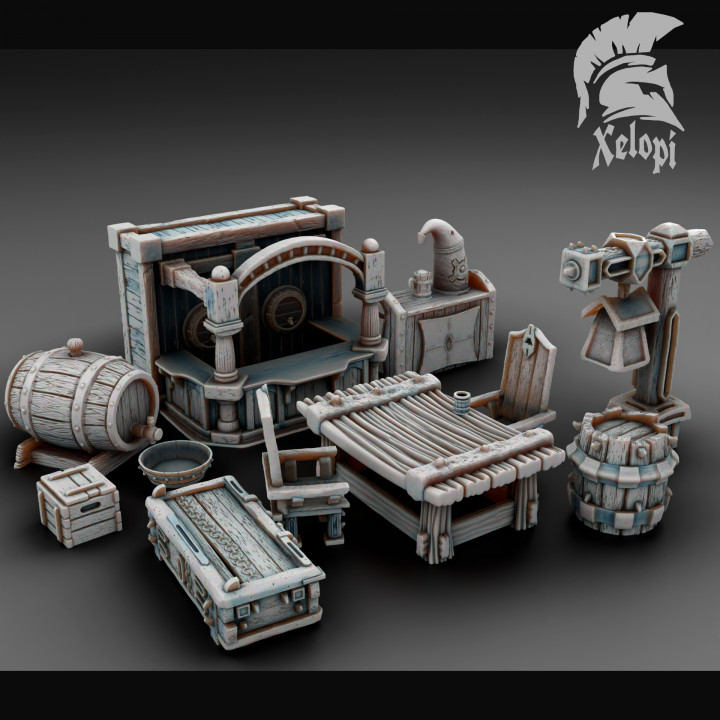 3D Printable Medieval props | STL | 28mm |32mm |75mm by Creator