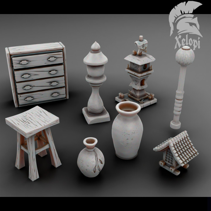 3D Printable Medieval props | STL | 28mm |32mm |75mm by Creator