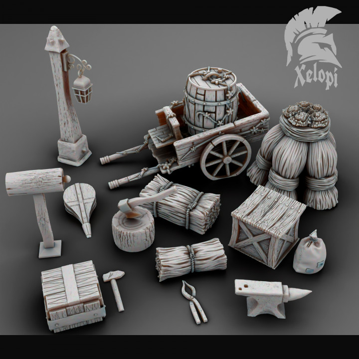 3D Printable Medieval props | STL | 28mm |32mm |75mm by Creator