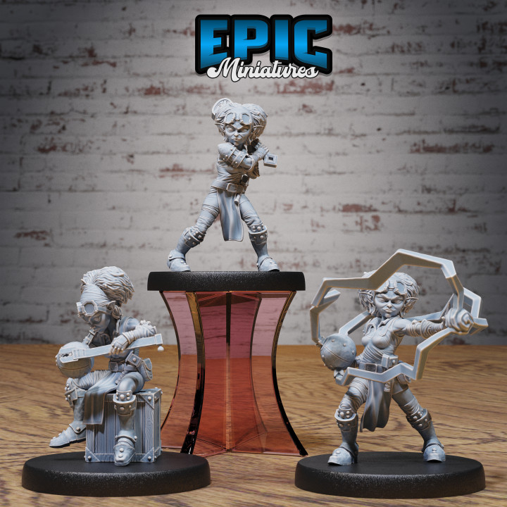 3D Printable Gnome Tinkerer Female Set / Halfling Steampunk Mechanic ...