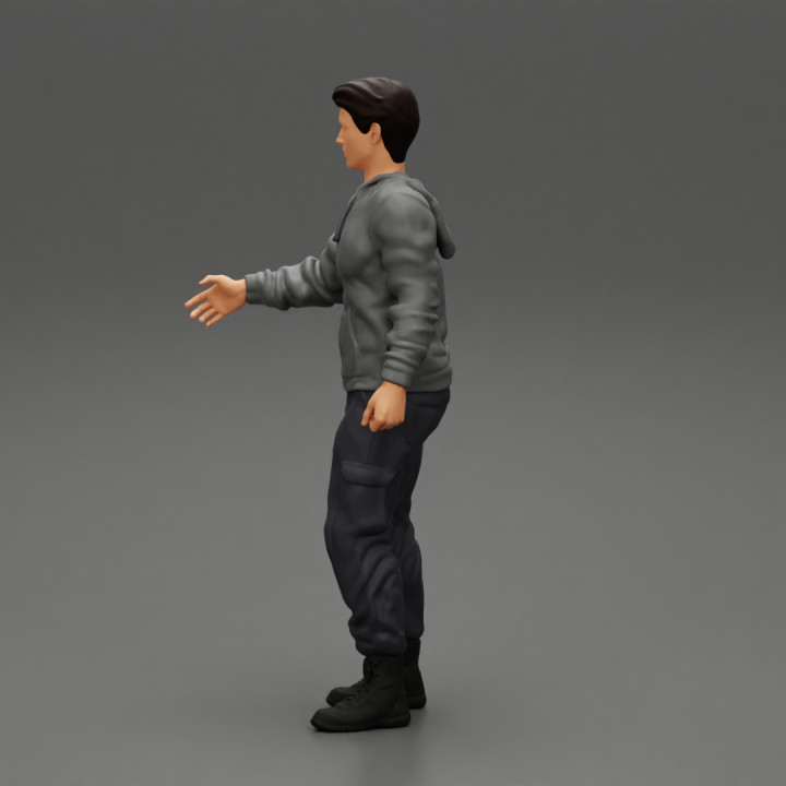 3D Printable Young man giving hand for handshake by 3DGeschaft ...