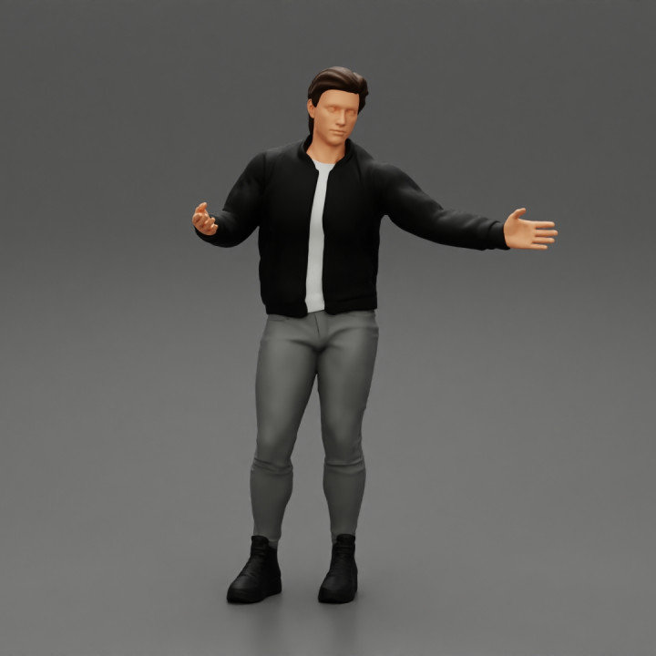 3D Printable young man standing and explaining with hands by 3DGeschaft ...