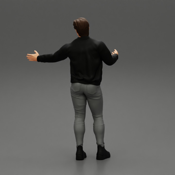 3D Printable young man standing and explaining with hands by 3DGeschaft ...