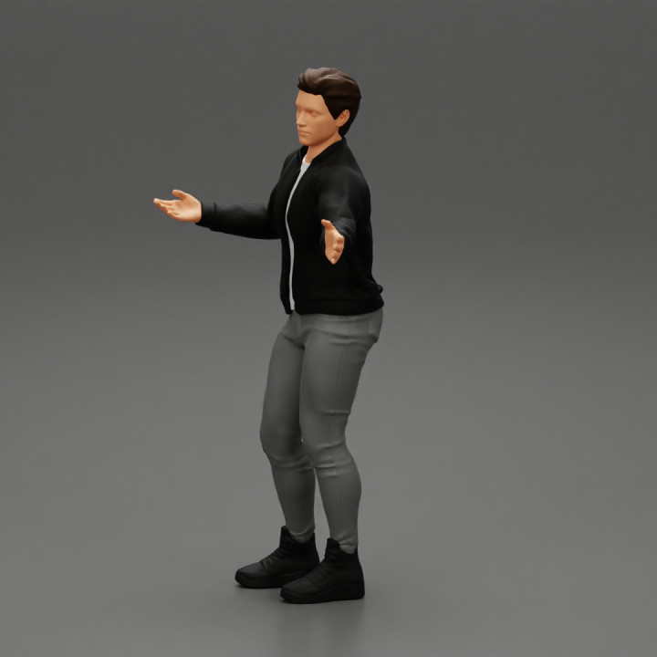 3D Printable young man standing and explaining with hands by 3DGeschaft ...