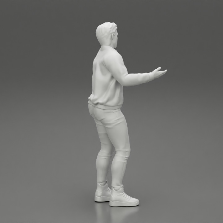 3D Printable young man standing and explaining with hands by 3DGeschaft ...