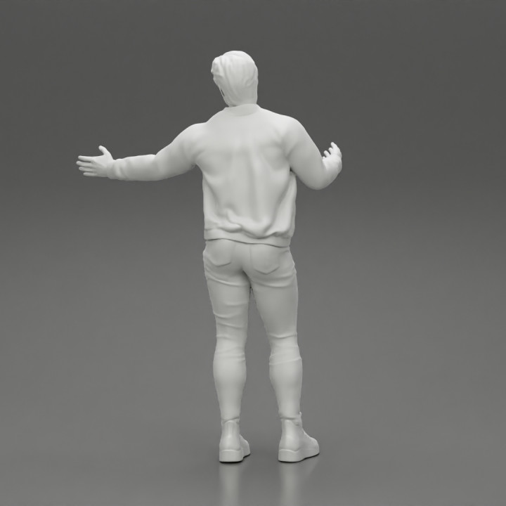3D Printable young man standing and explaining with hands by 3DGeschaft ...