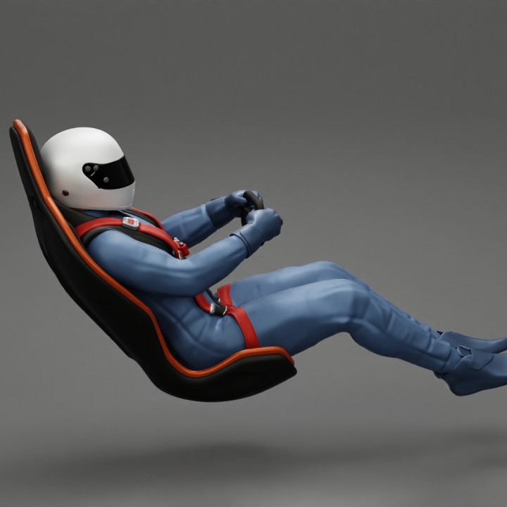 3D Printable 2 Models - Racing Driver Sitting in Touring Car Cockpit ...