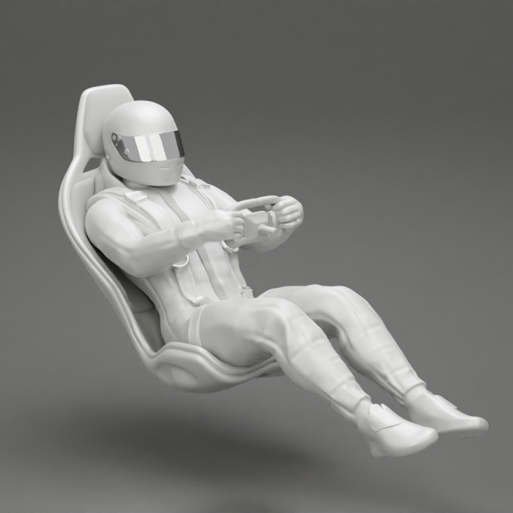 3D Printable 2 Models - Racing Driver Sitting in Touring Car Cockpit ...