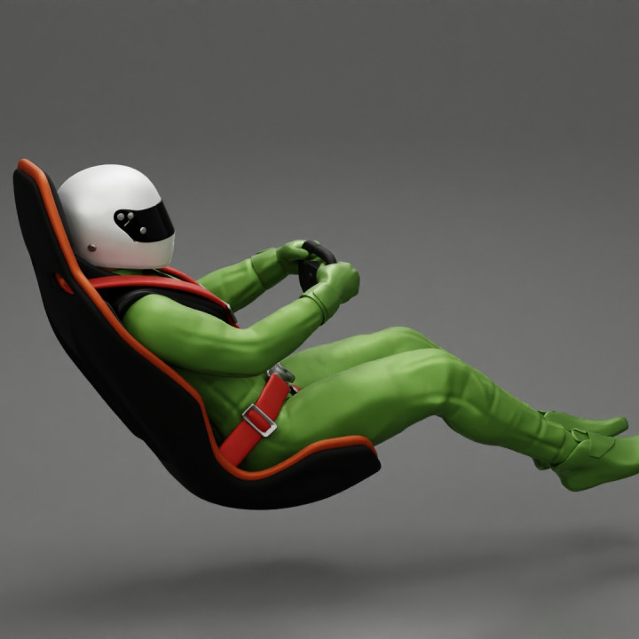 3D Printable 2 Models - Racing Driver Sitting in Touring Car Cockpit ...